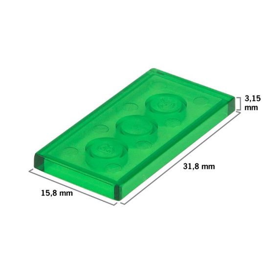 Loose tile 2X4 signal green transparent 708 | Q-BRICKS® | pure imagination