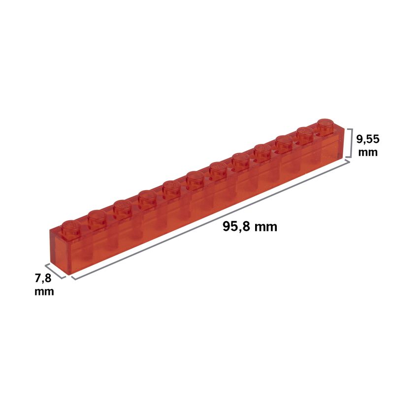 Loose brick 1X12 flame red transparent 224 | Q-BRICKS® | pure imagination