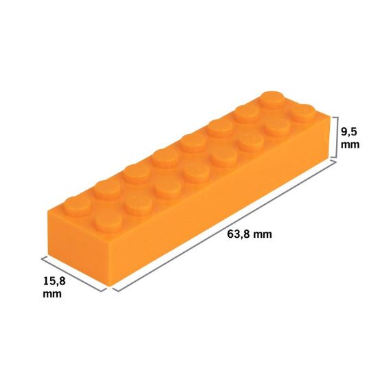 Loose brick 2X8 bright red orange 150 | Q-BRICKS® | pure imagination